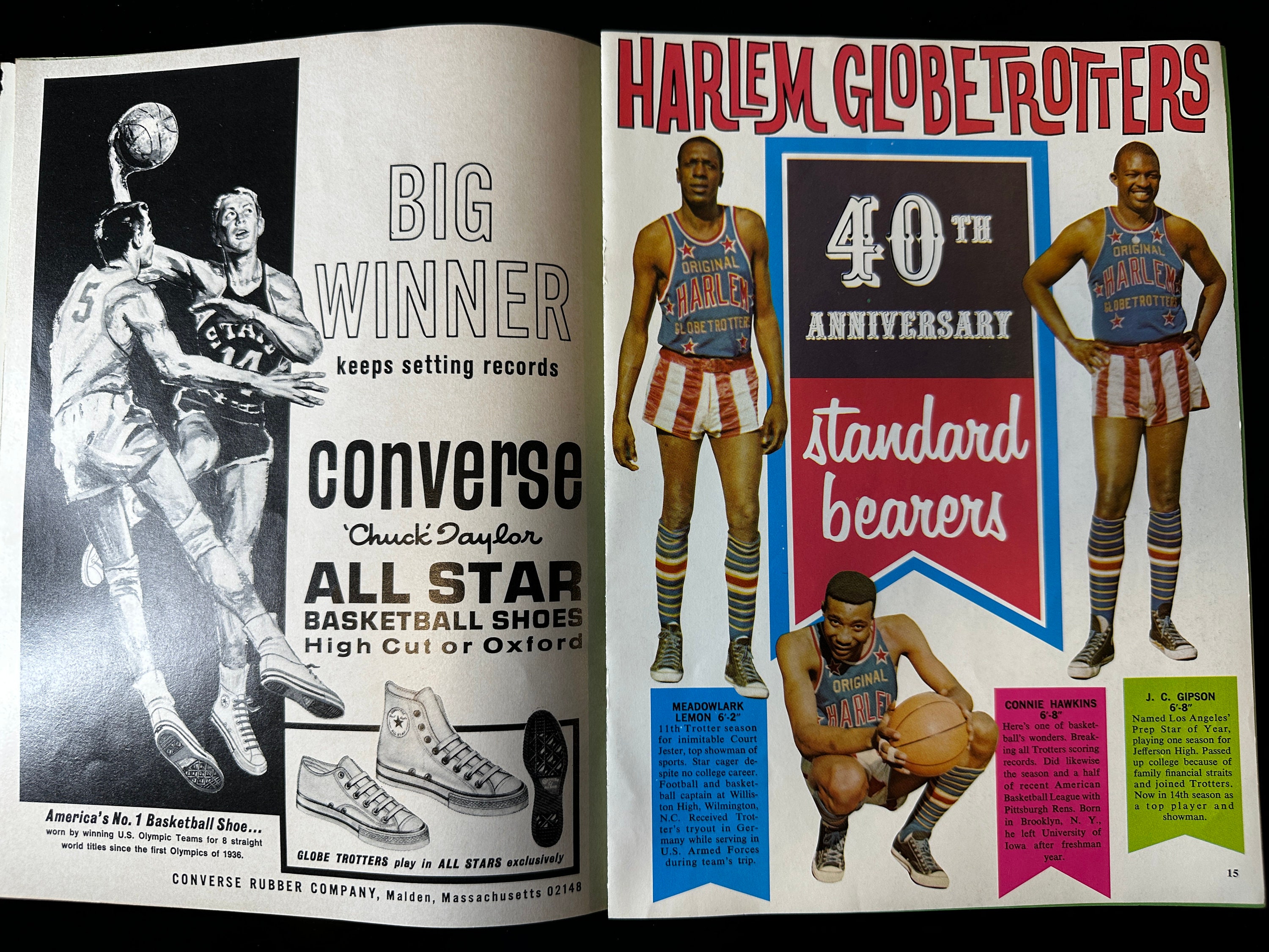 HARLEM GLOBETROTTERS 40th Anniversary Magazine - 1966 - See Description ...