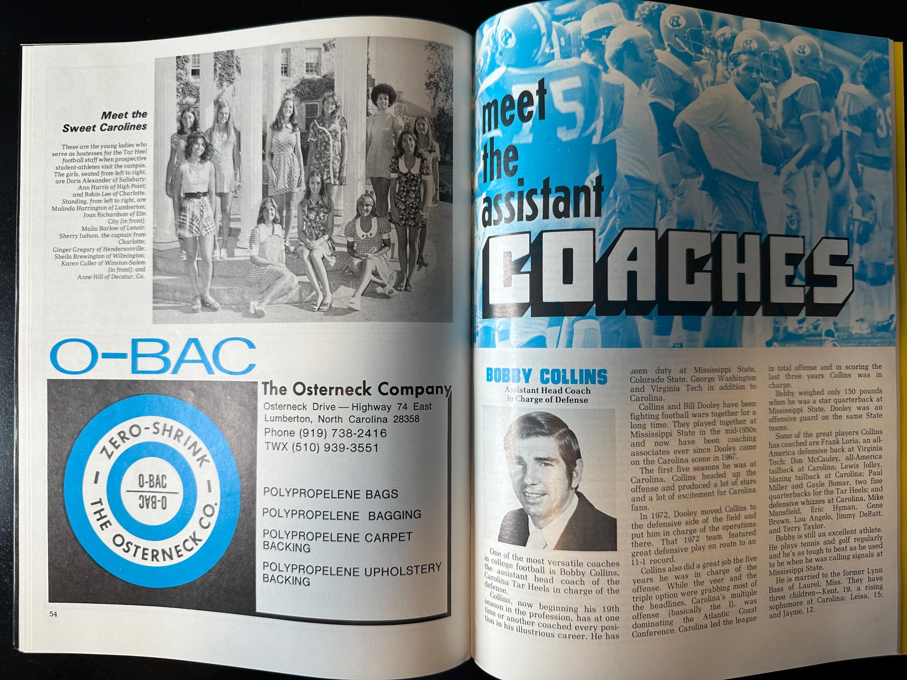 UNC Tar Heels Vs Virginia - Vintage Football Program 11/02/74 - See ...