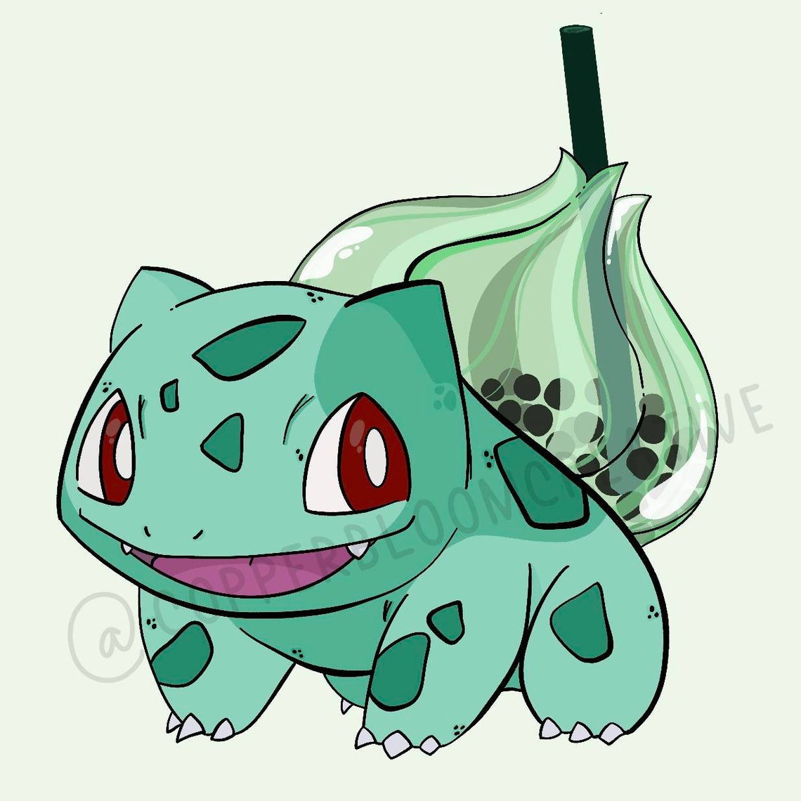 BOBA-SAUR will brighten any day Pokemon bulbasaur sticker | Etsy