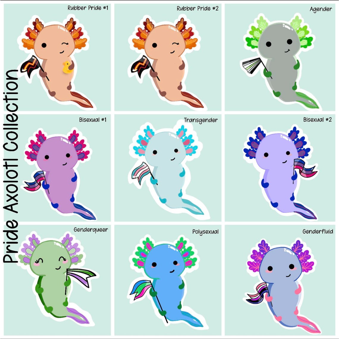 LGBTQIA Pride stickers axolotl stickers rainbow colorful | Etsy