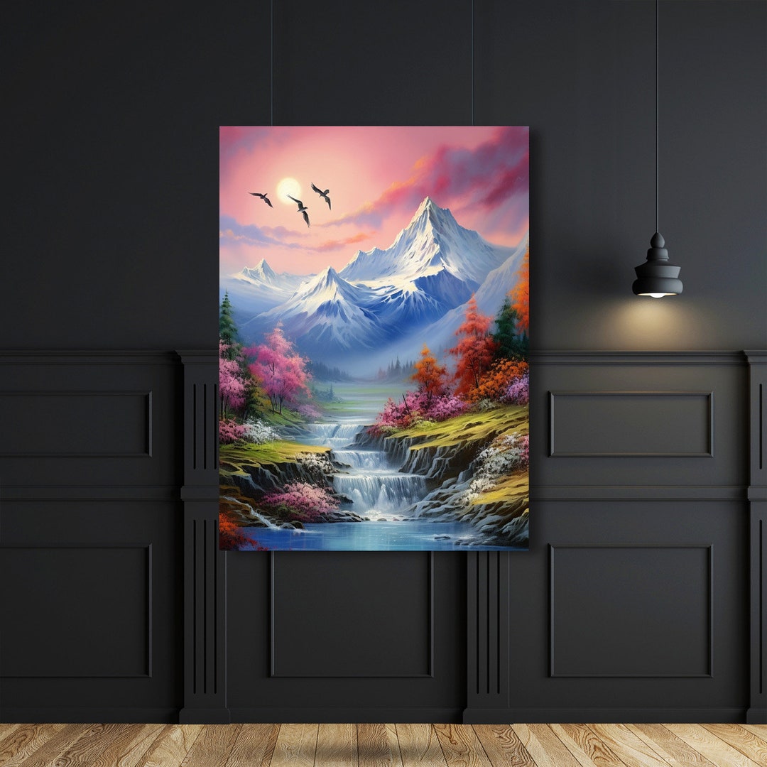 Gift for Her Vintage Scenery Wall Art Landscape Bird Flying Living Room ...