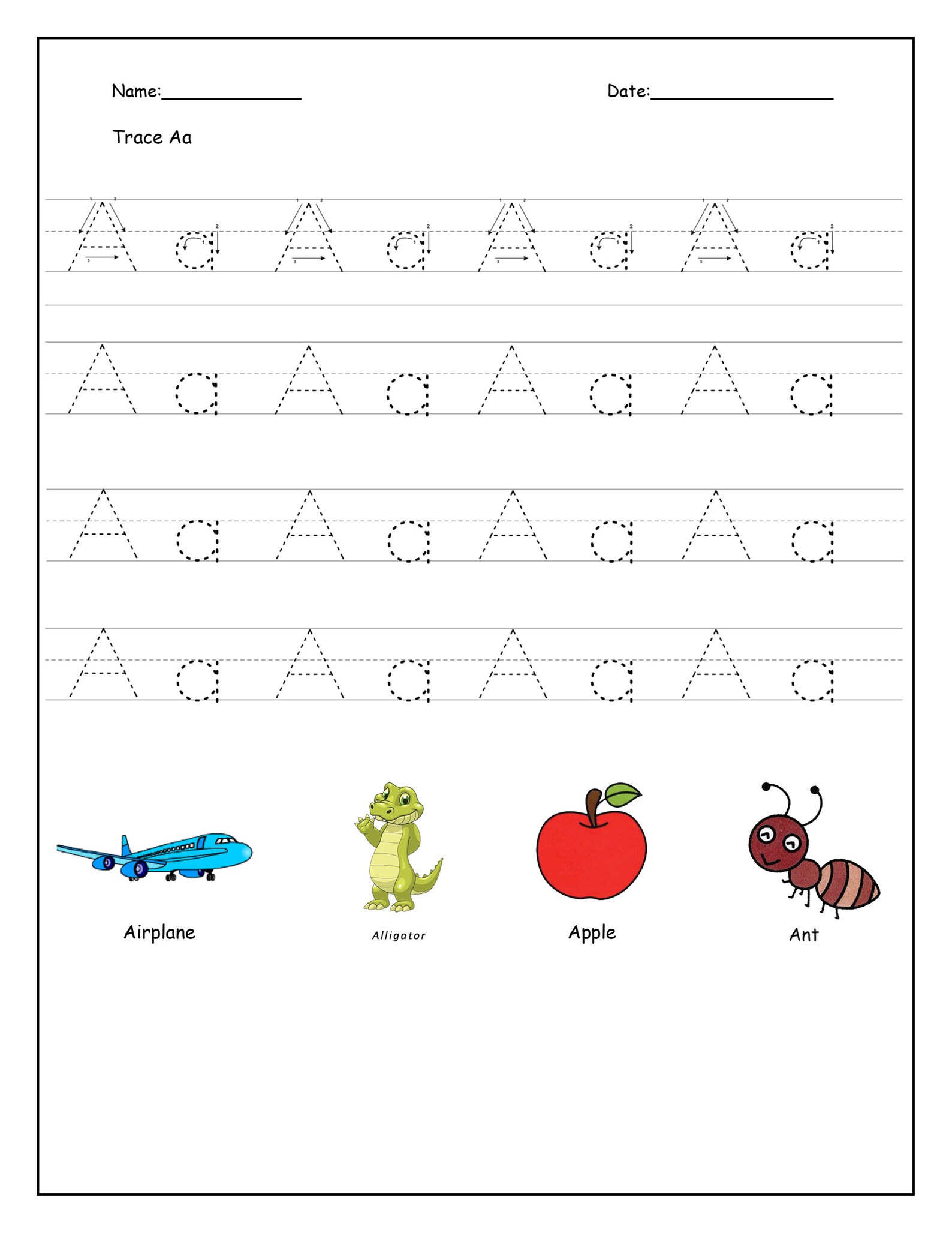 Printable Digital Letter Aa Tracing & Handwriting Practice | Etsy