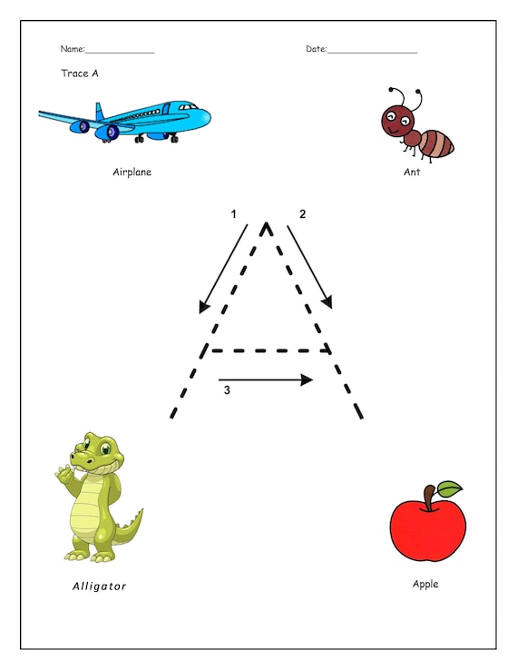 Printable Digital Letter Aa Tracing & Handwriting Practice | Etsy