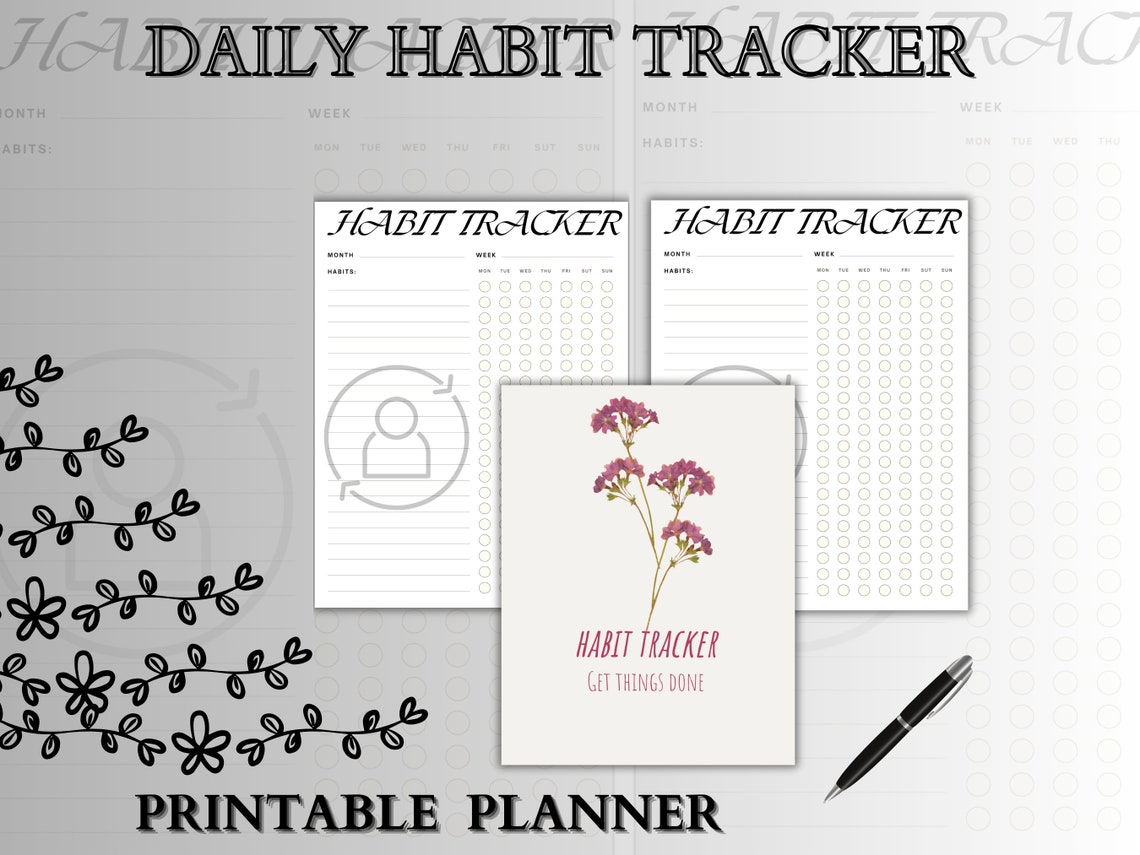 Daily Habit Tracker Printable Planner Minimalist Planner Instant ...