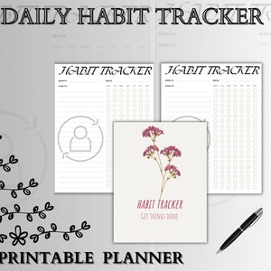 Daily Habit Tracker Printable Planner Minimalist Planner Instant ...