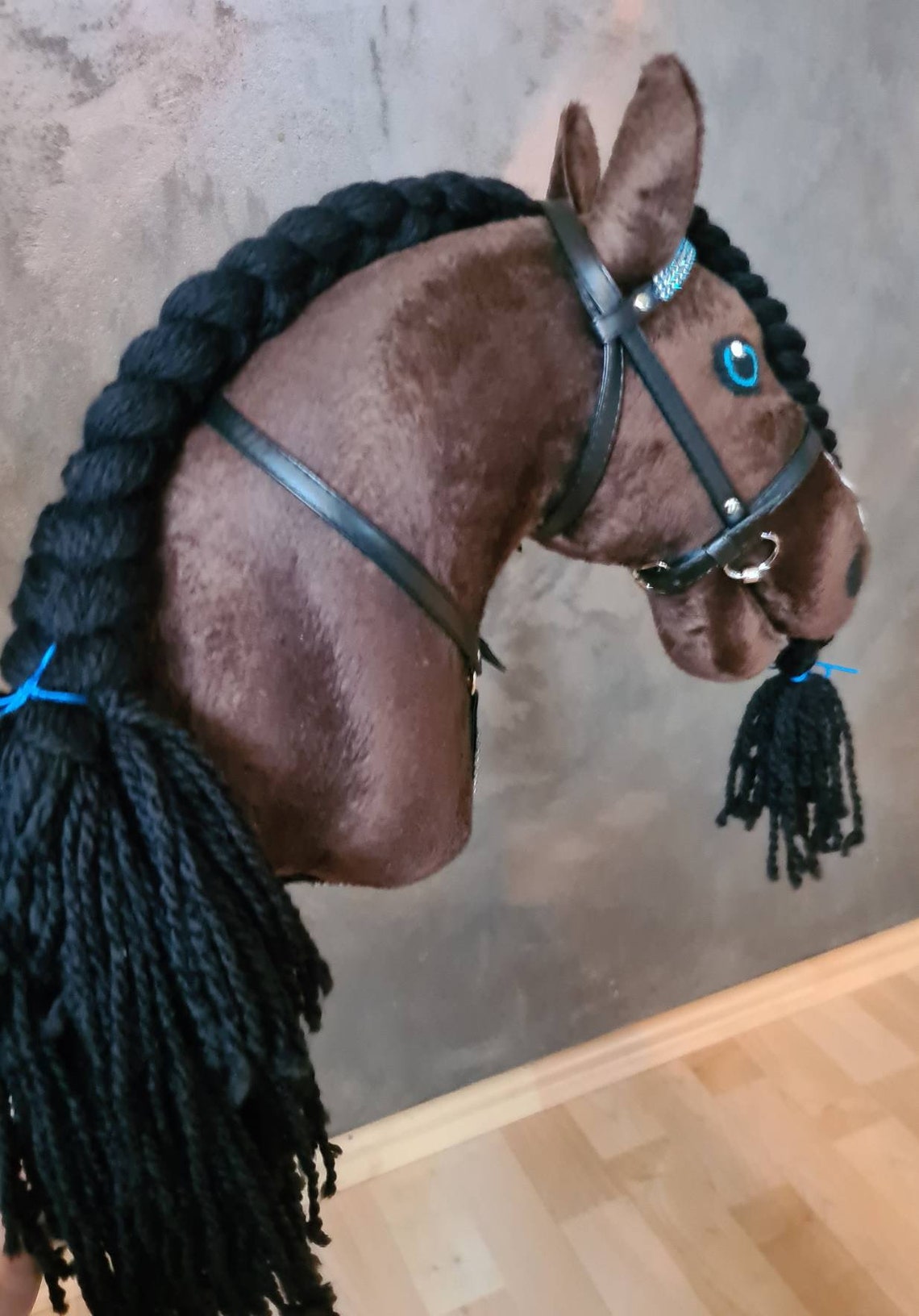 Hobby Horse Set Leder Trense (PU) und Vorderzeug mit Glitzerstirnriemen ...