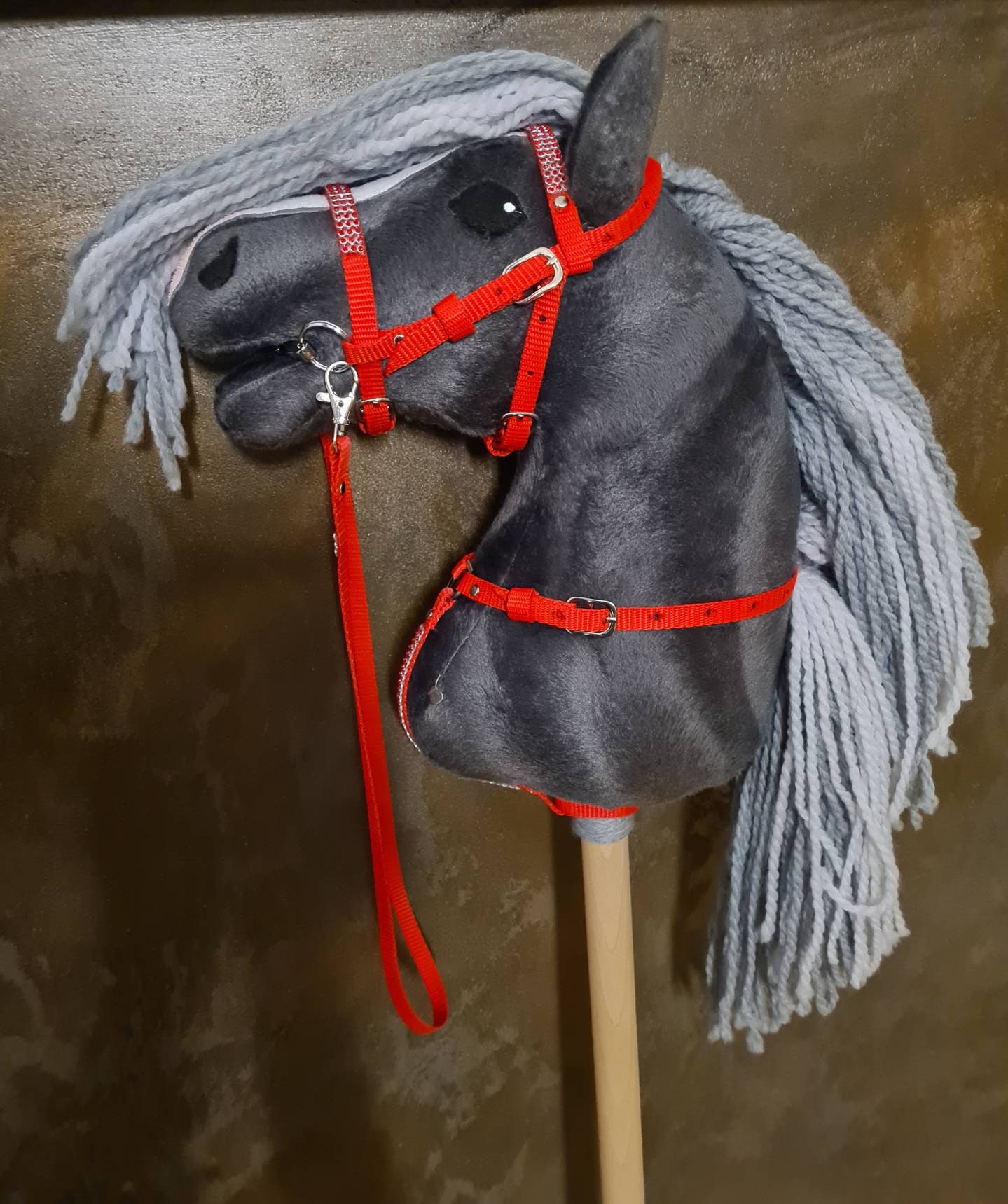 Hobby Horse Trense / Zaumzeug schwarz mit Glitzerstirnriemen und festen ...
