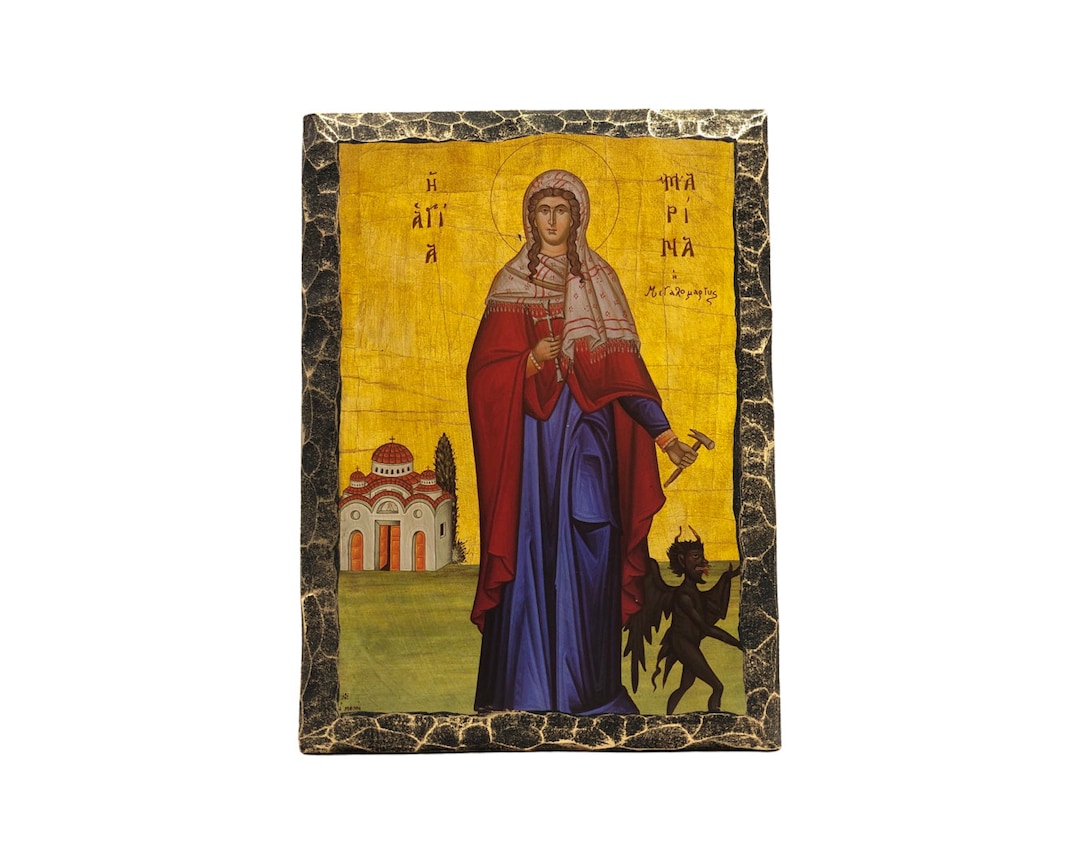 Saint Marina the Monk Icon, Greek Orthodox Byzantine Art on Wood - Etsy
