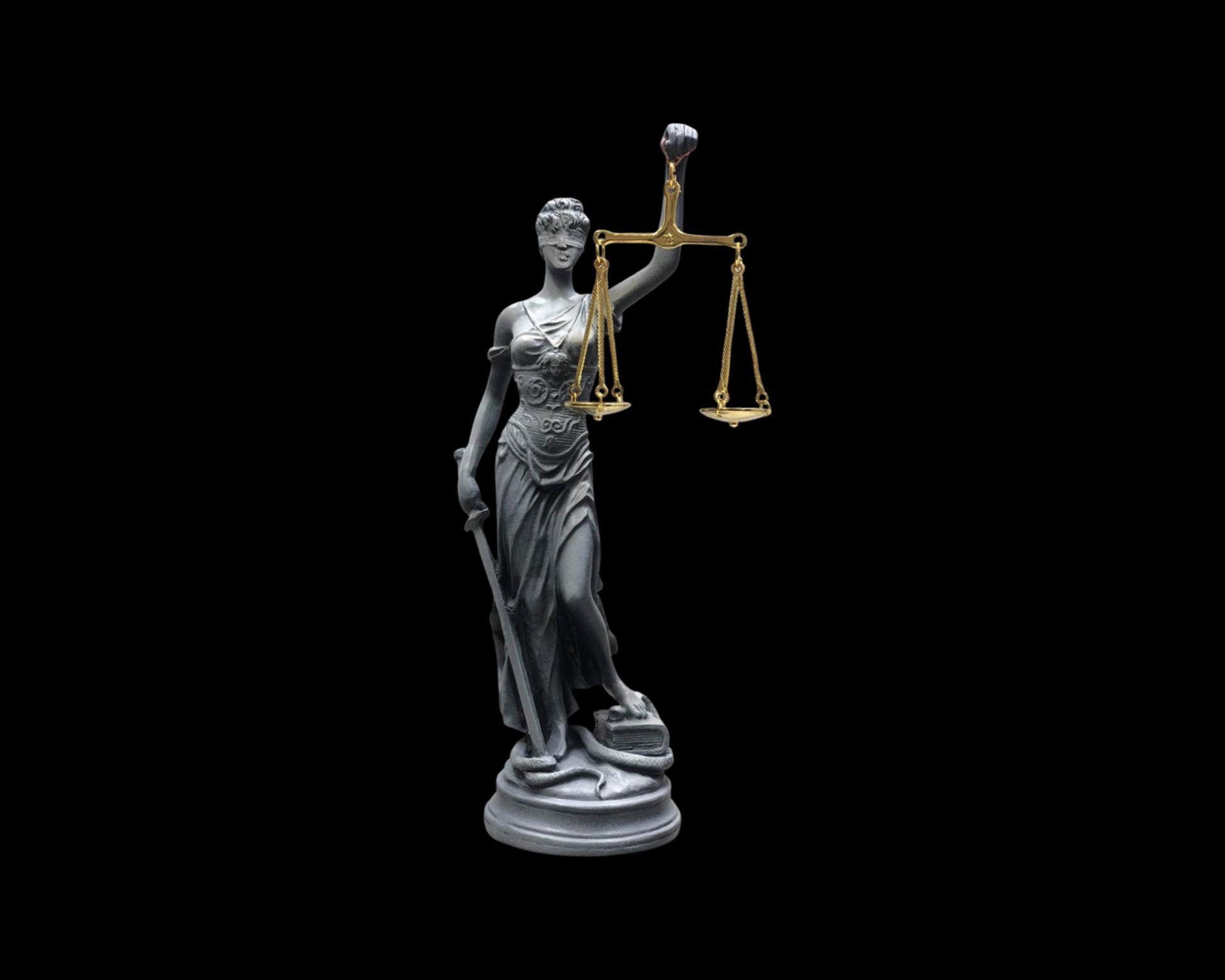 Lady Justice Statue Black And White
