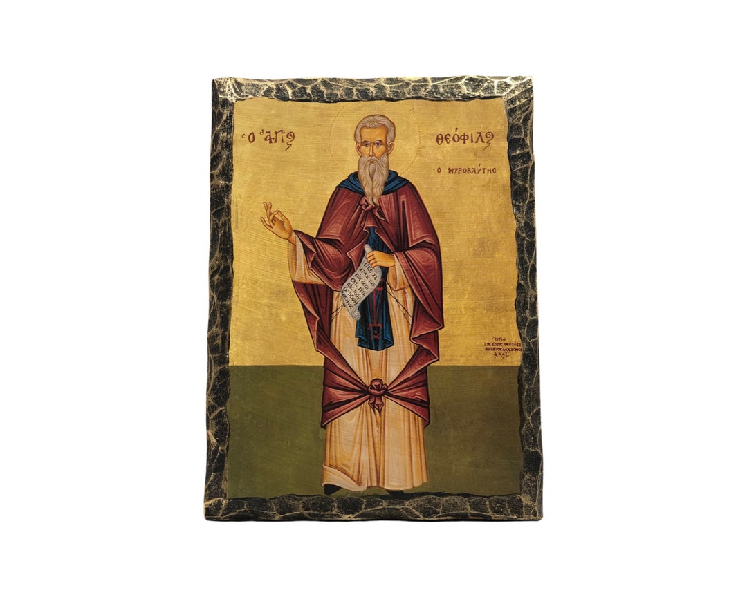 Saint St. Theophilus Greek Orthodox Russian Byzantine Christian Icon on ...