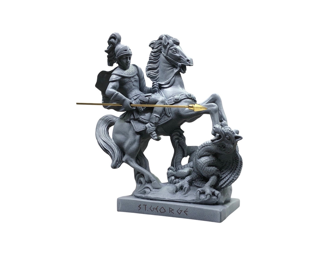 Saint George Statue 18cm Religious Statue | Handmade Dragon Sculpture ...