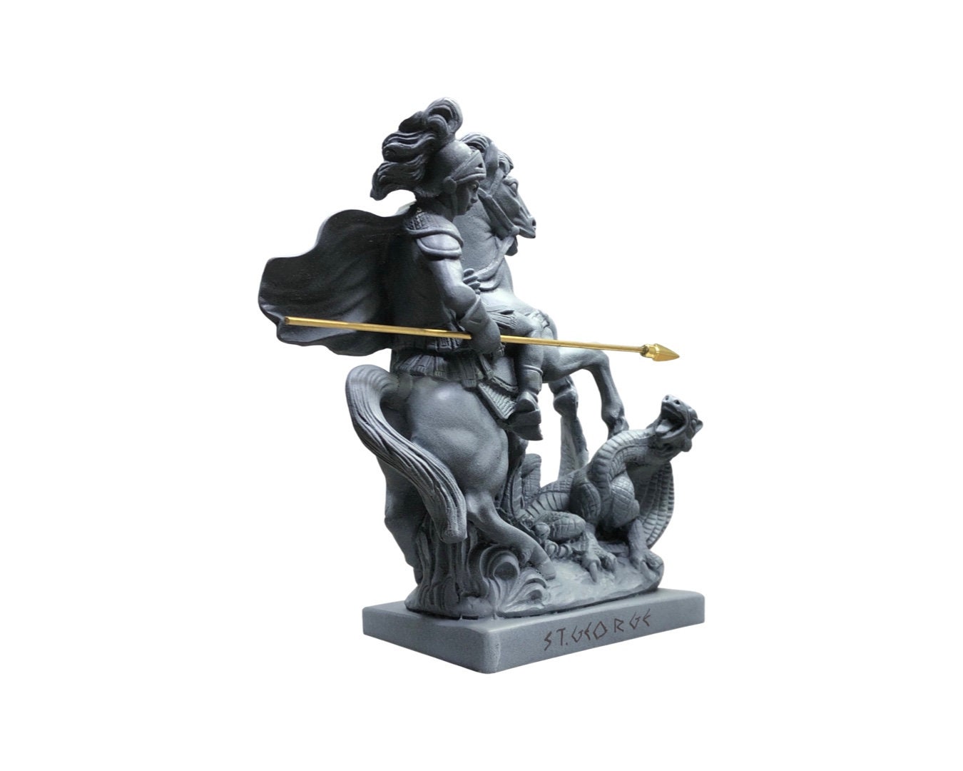Saint George Statue 18cm Religious Statue | Handmade Dragon Sculpture ...
