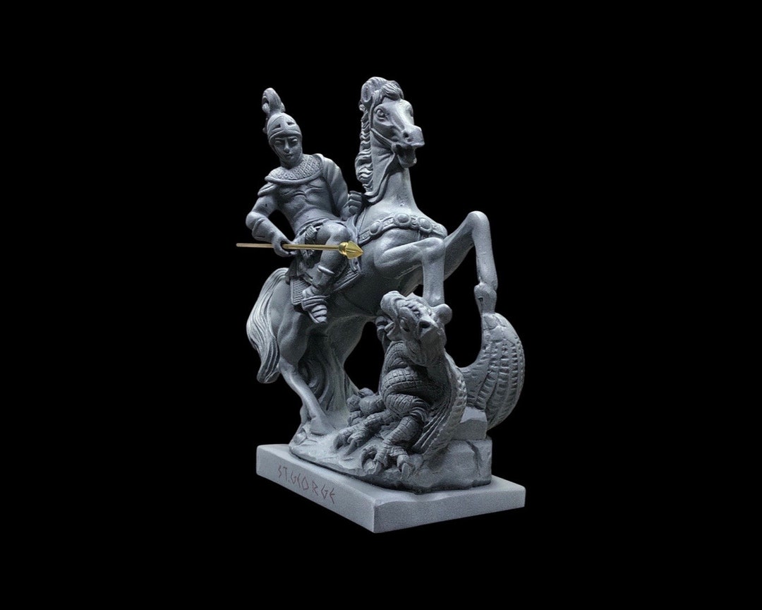 Saint George Statue 18cm Religious Statue | Handmade Dragon Sculpture ...