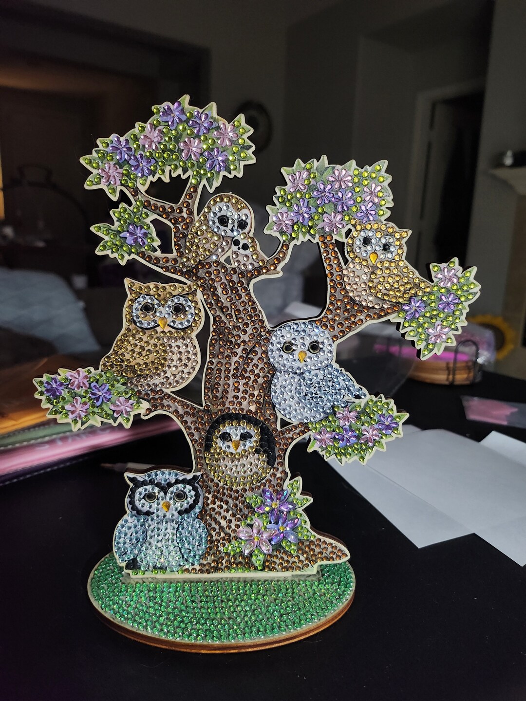 Diamond Art Completed Owl Table Top Display - Etsy