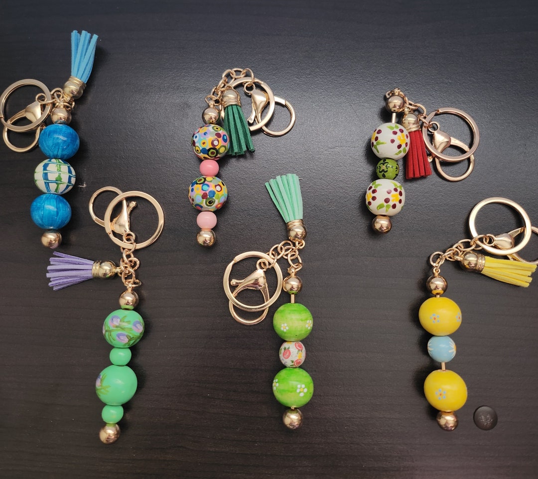 Hand-painted Wooden Bead Fidget Keychains | Assorted Styles - Etsy