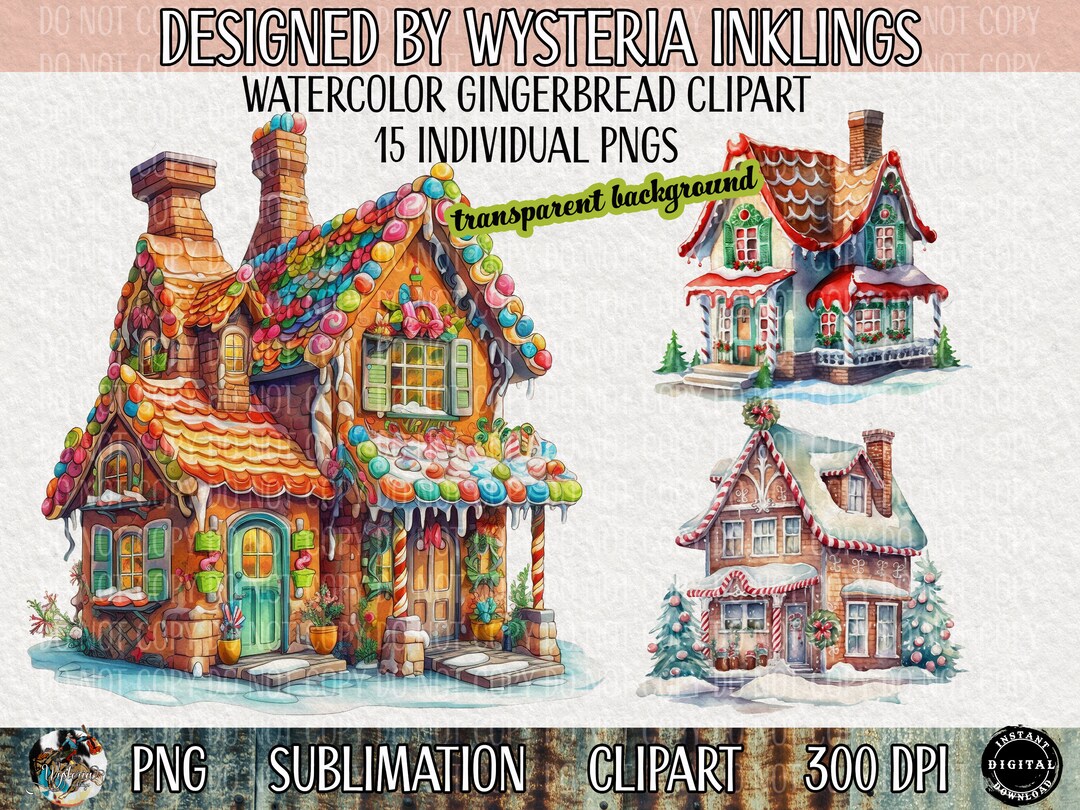Watercolor Gingerbread House Clipart Commercial Use Christmas Clip Art ...