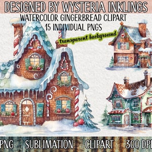 Watercolor Gingerbread House Clipart Commercial Use Christmas Clip Art ...