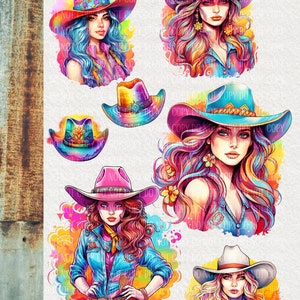 Cowgirl Clipart Clip Art PNG Digital Download Sublimation File Hand ...