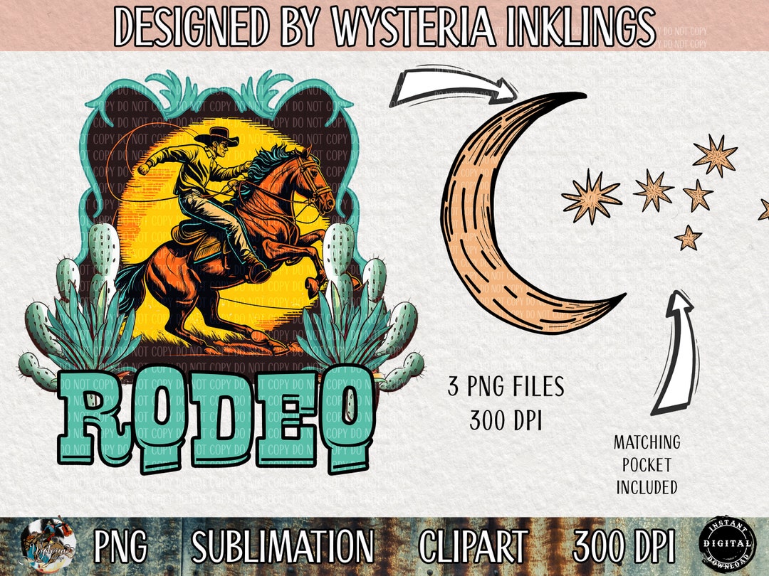 RODEO Png Western Clipart Western Cowboy Png Retro PNG Sublimation ...