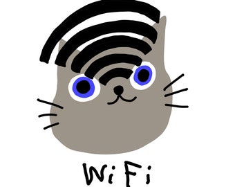 Cat Wifi Sign - Etsy