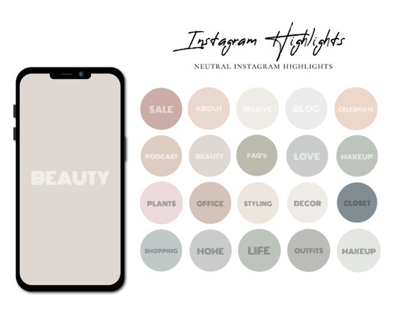 EDITABLE Neutral Instagram Highlights Pastel Color Highlight | Etsy