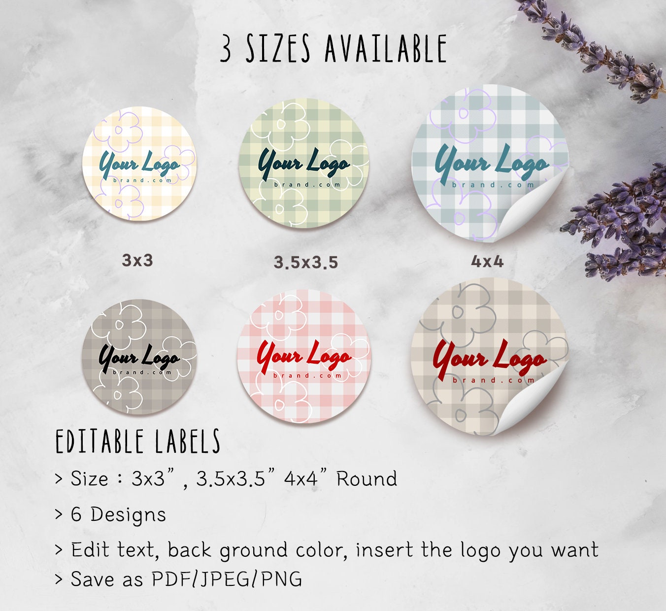EDITABLE Pastel Round & Square Label Template, DIY Custom Label, Round ...