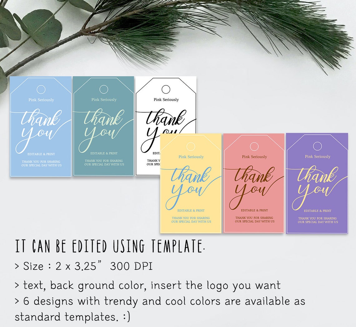EDITABLE Thank You Calligraphy Tags Instant Download Custom Tag Gift ...