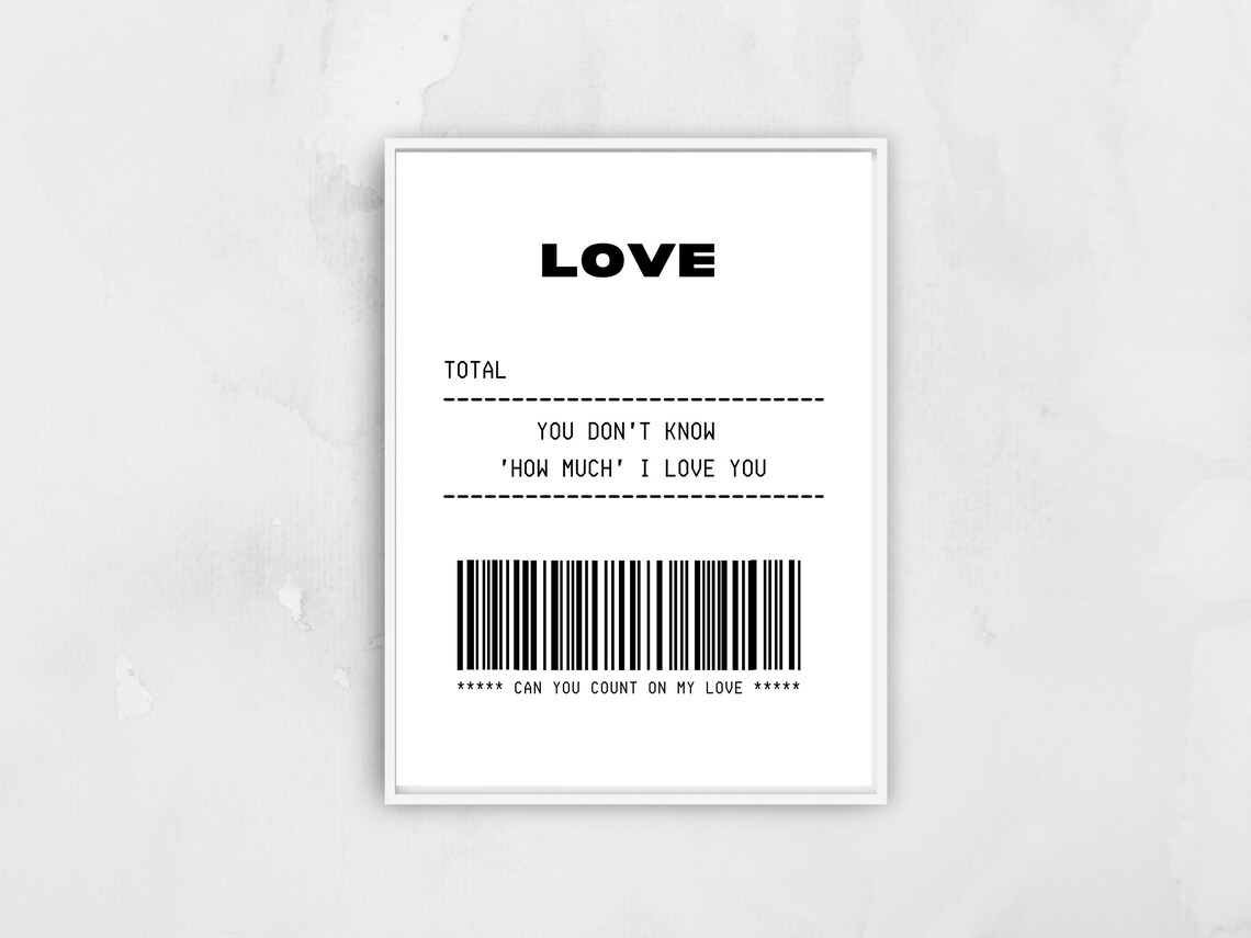Printable Art Text LOVE RECEIPT Modern and Artistic Instant - Etsy