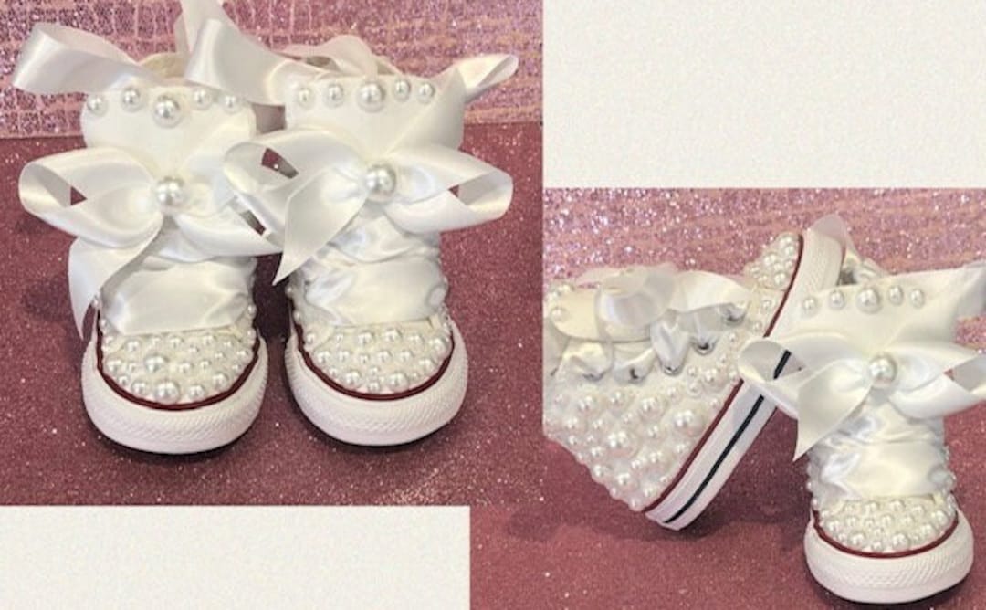Converses With Pearls.pearls High Top Sneakers. Pearls on - Etsy
