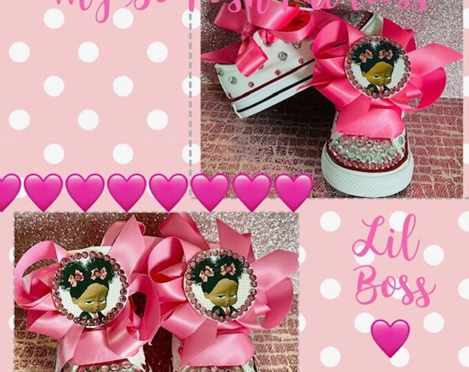 Inspired Black Baby Boss Sneakers. Sassy Baby Converses. Black Princess ...