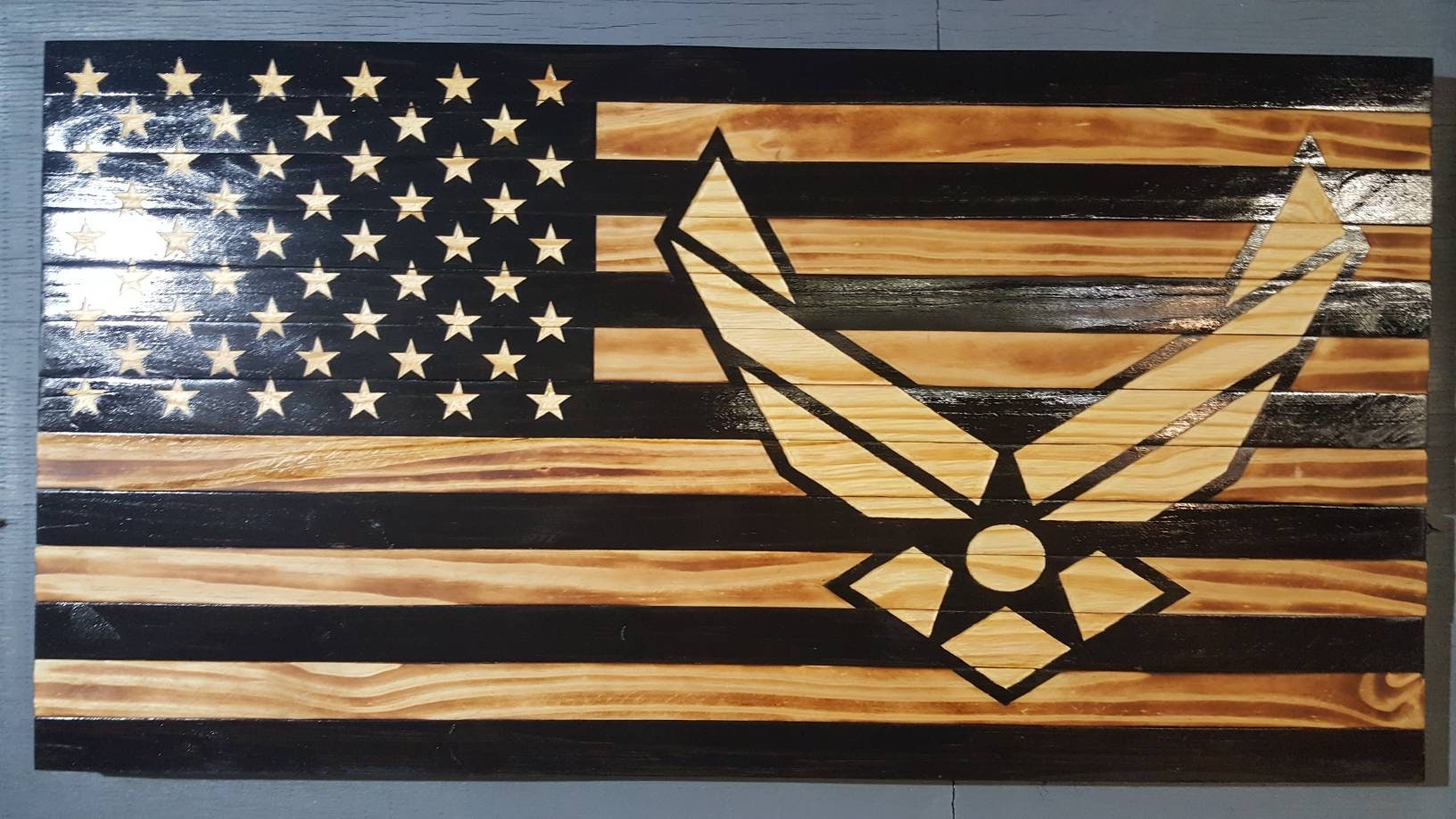 Military Wooden American Flag Marine, Navy, Air Force, Army, Coast ...