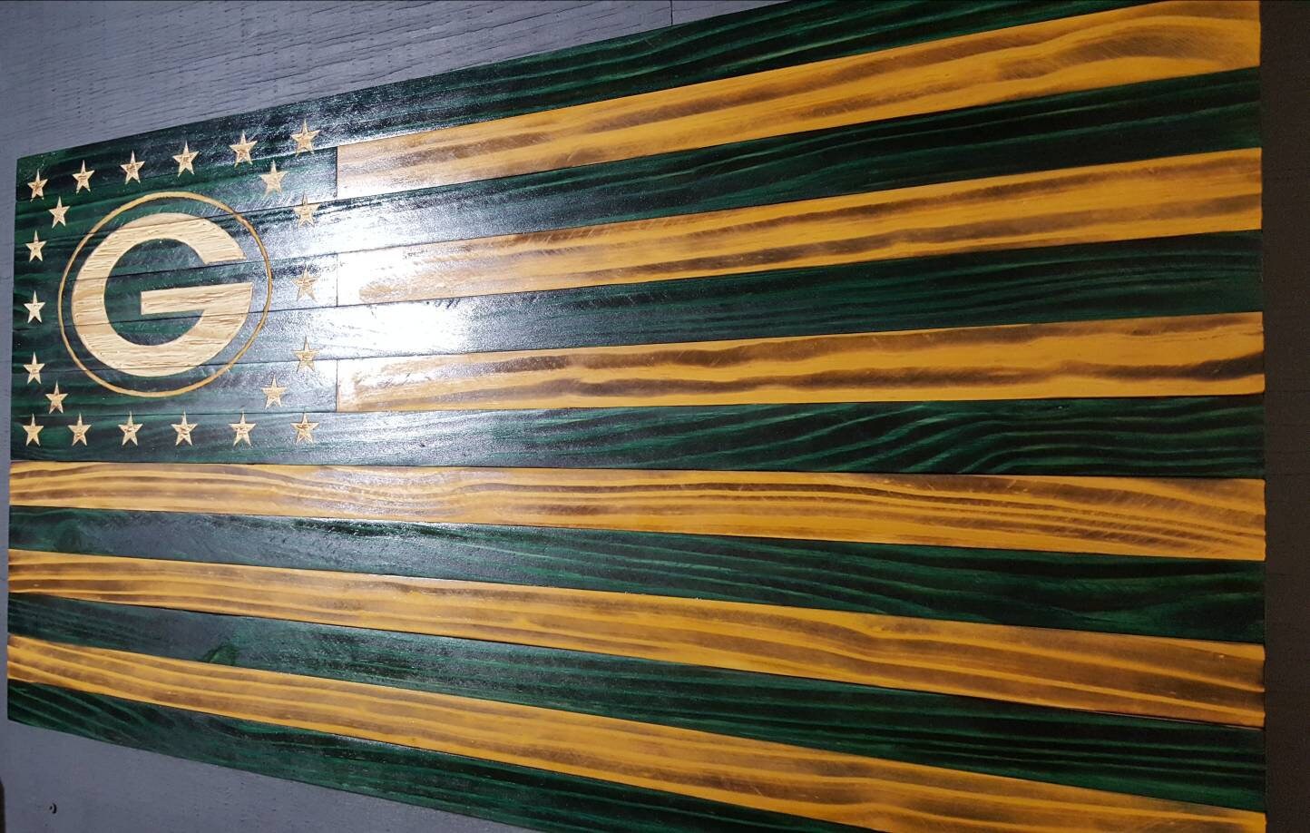 Green Bay Packers Wooden American Flag - Etsy