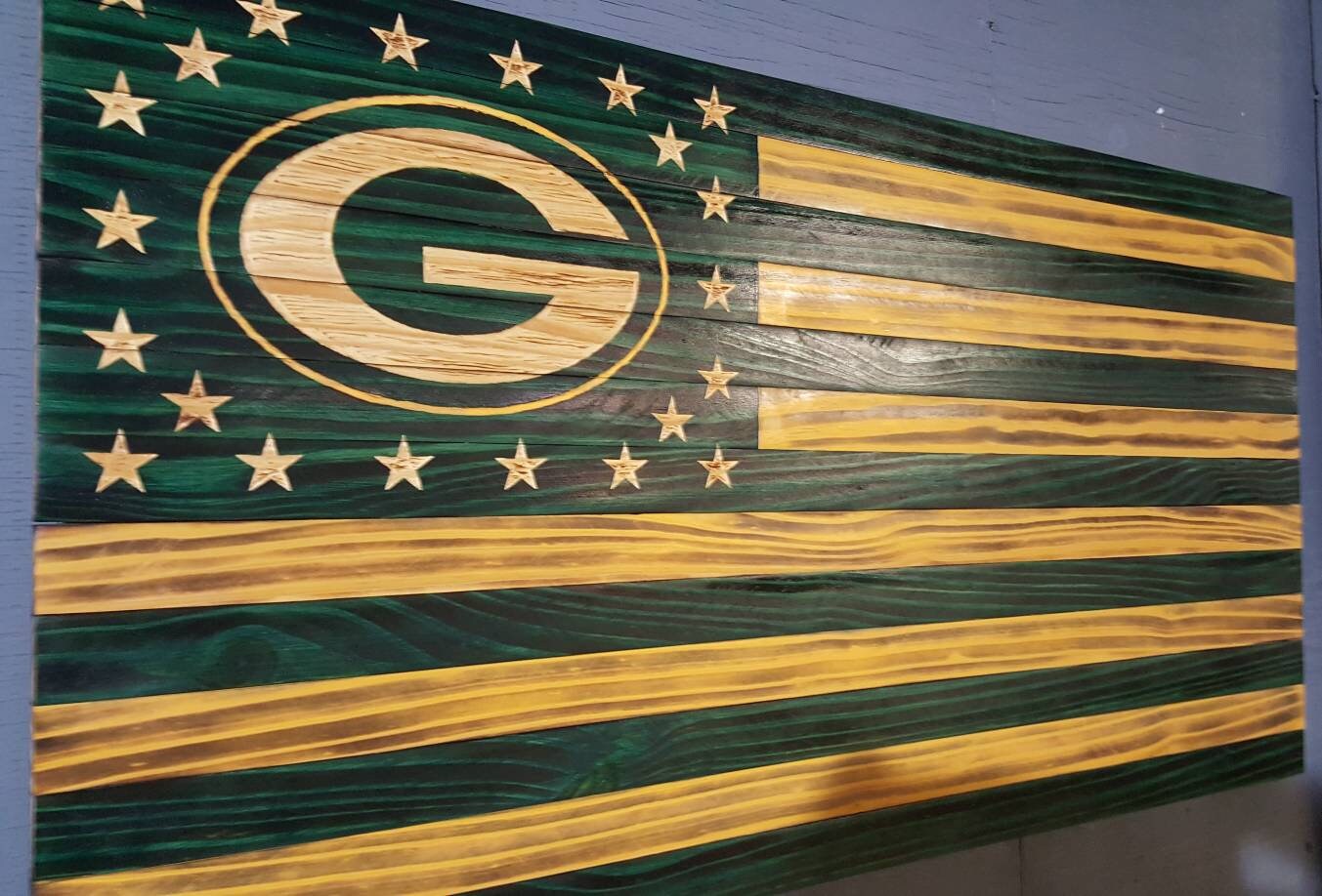Green Bay Packers Wooden American Flag - Etsy