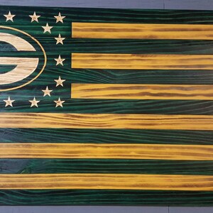 Green Bay Packers Wooden American Flag - Etsy
