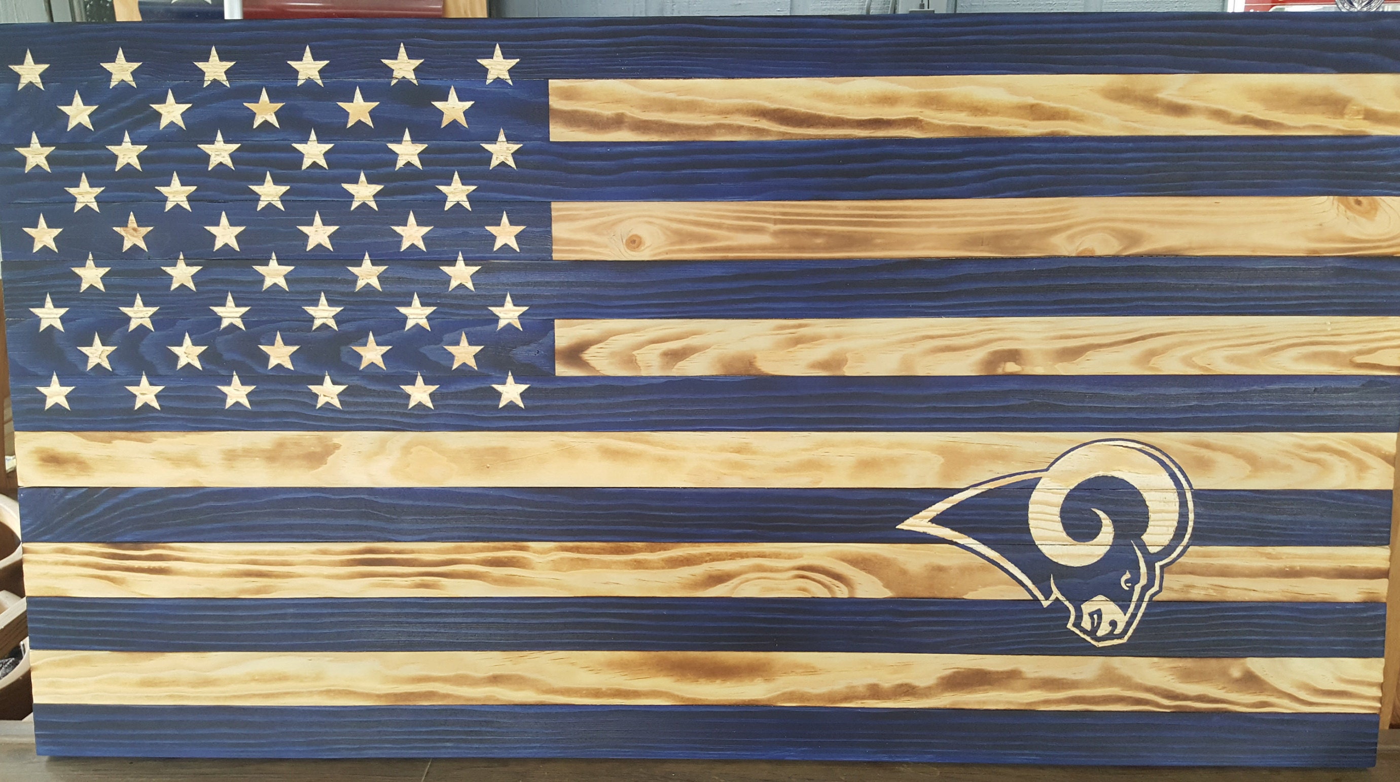 Los Angeles Rams Wooden American Flag | Etsy
