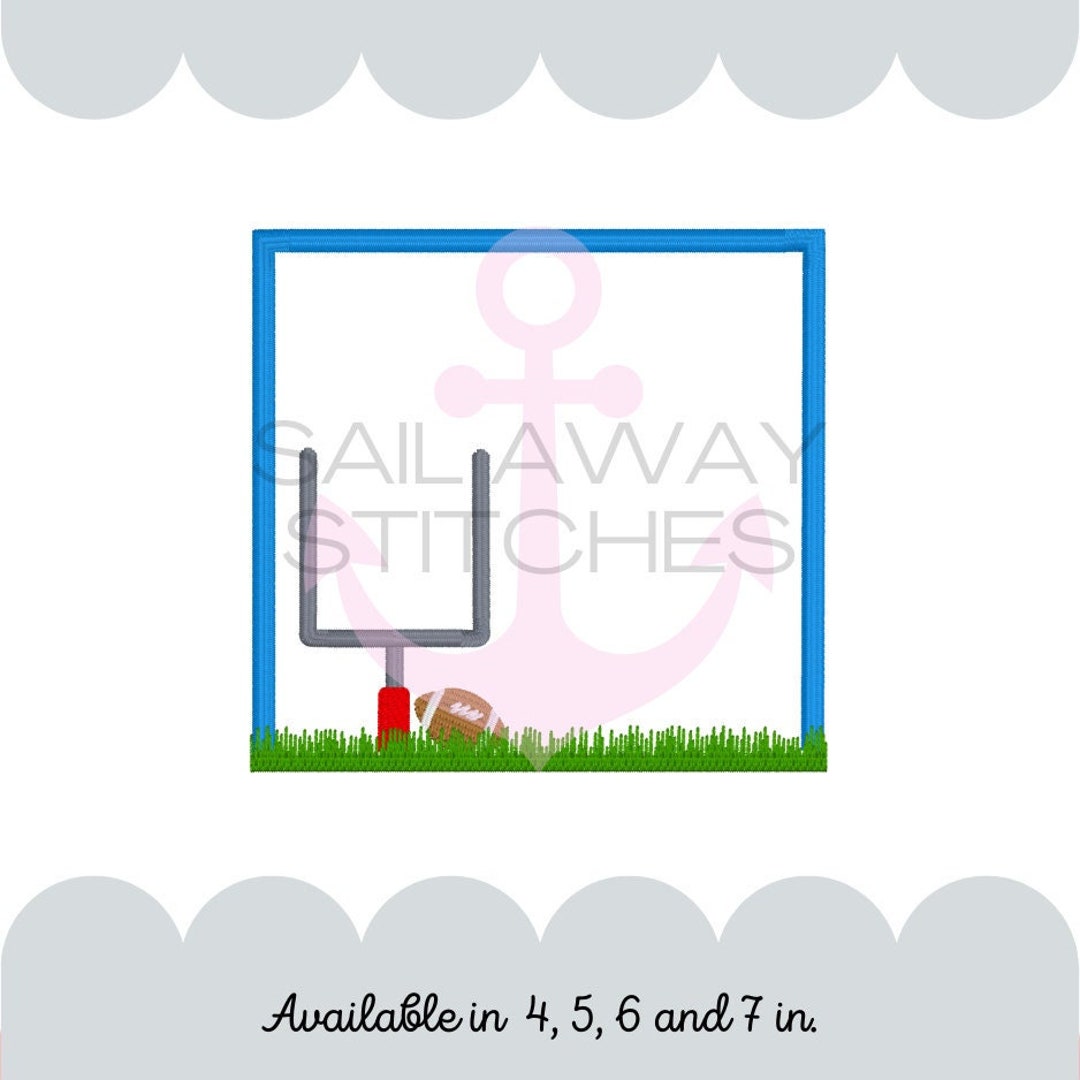 Football Ball Goal Post School Spirit Frame Monogram Machine Embroidery ...