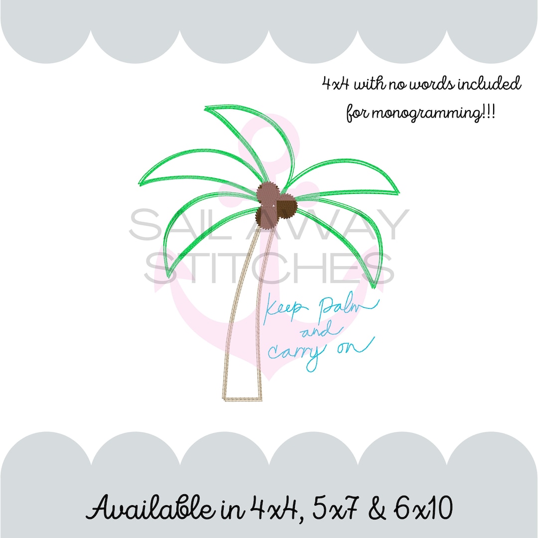 Keep Palm - Palm Tree Quick Stitch Design (monogram Option, Too) - Etsy