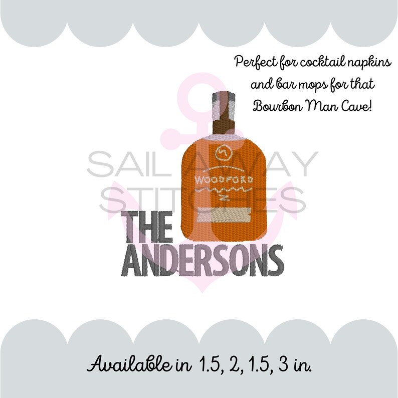 Bourbon Whiskey Rye Bottle Cocktail Napkin Machine Embroidery File - Etsy