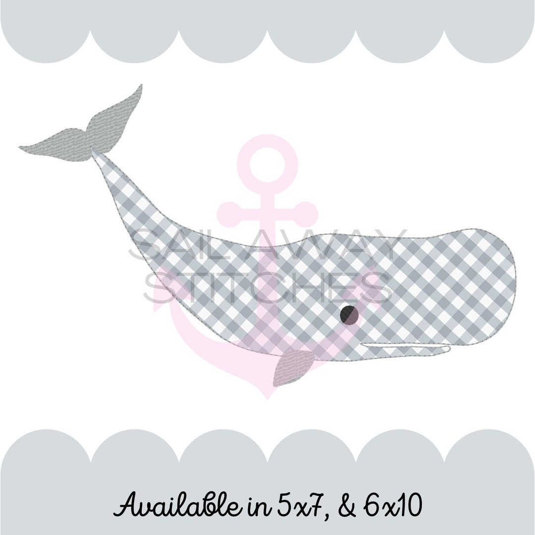 Nifty Nantucket Whale Machine Embroidery Bean Applique - Etsy