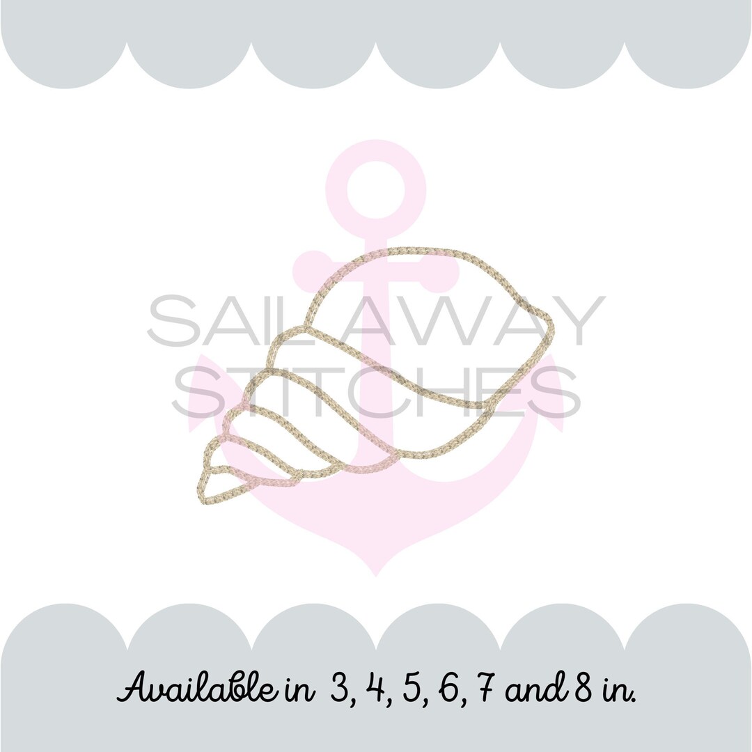 Periwinkle Seashell Bean Quick Stitch Machine Embroidery - Etsy