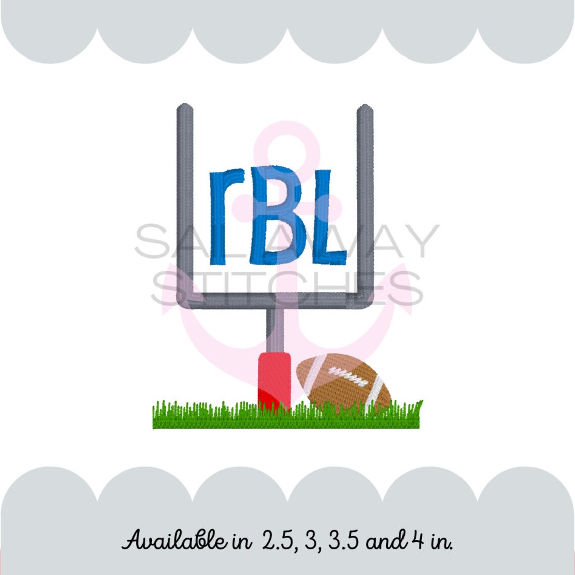 Football Ball Goal Post School Spirit Monogram Accent Machine ...