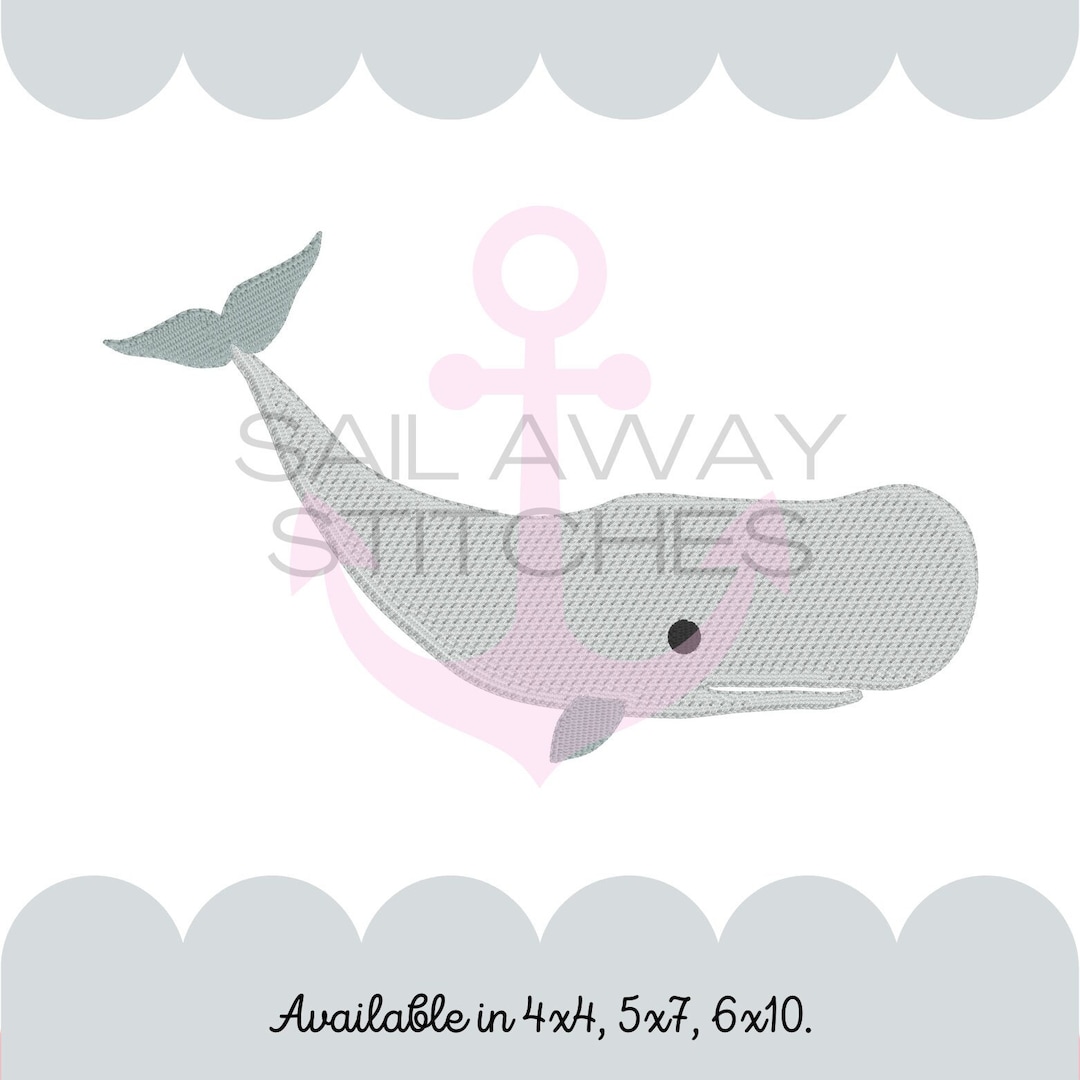 Nifty Nantucket Whale Machine Embroidery Sketch Stitch - Etsy