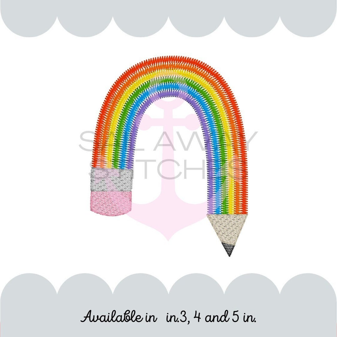 Pencil Rainbow Back to School Sketch Machine Embroidery - Etsy