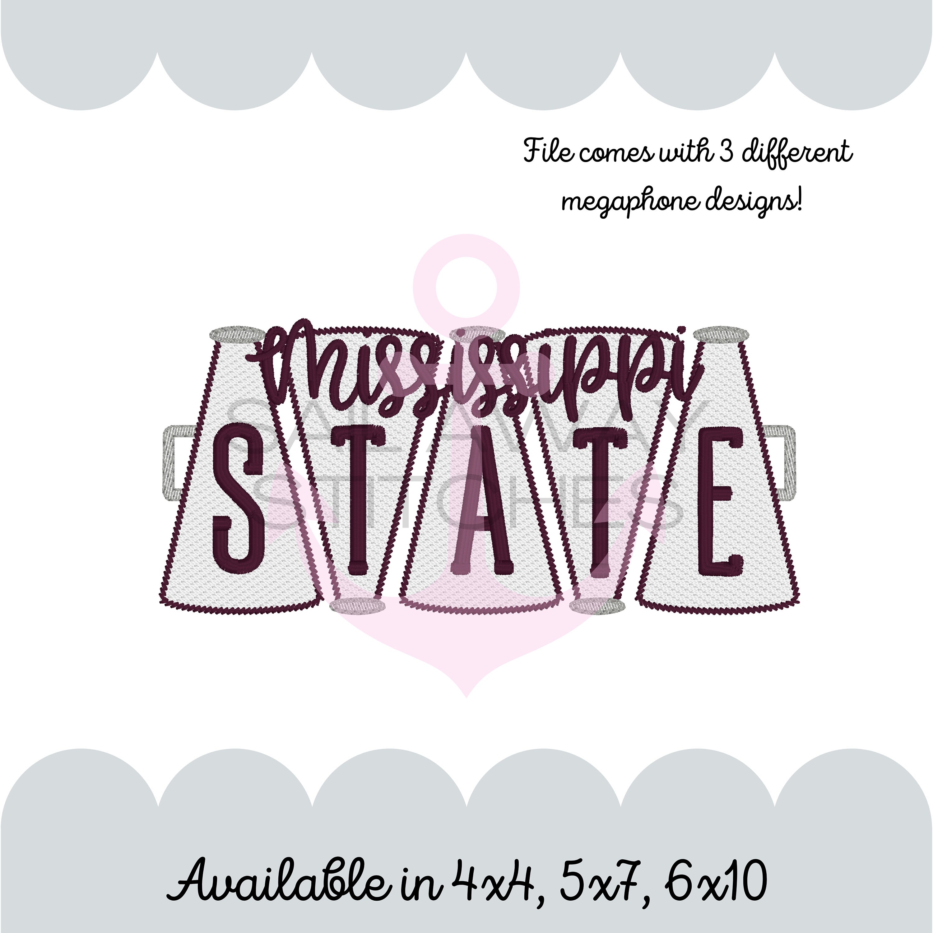 Super Spirit Cheer Megaphone Sketch Stitch Design (3, 4, and 5 ...