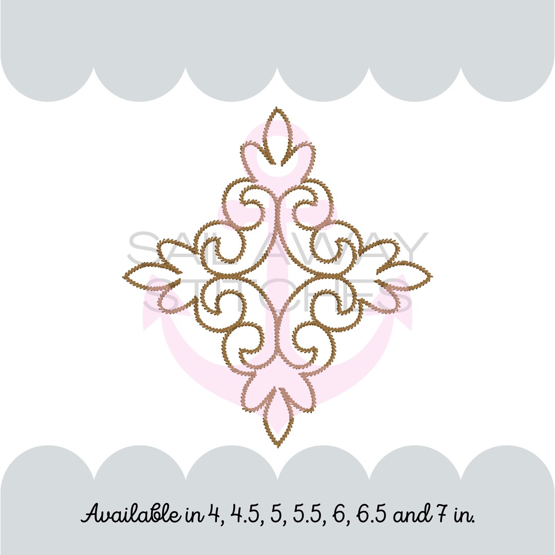 Western Scroll Motif Home Decor Machine Embroidery - Etsy