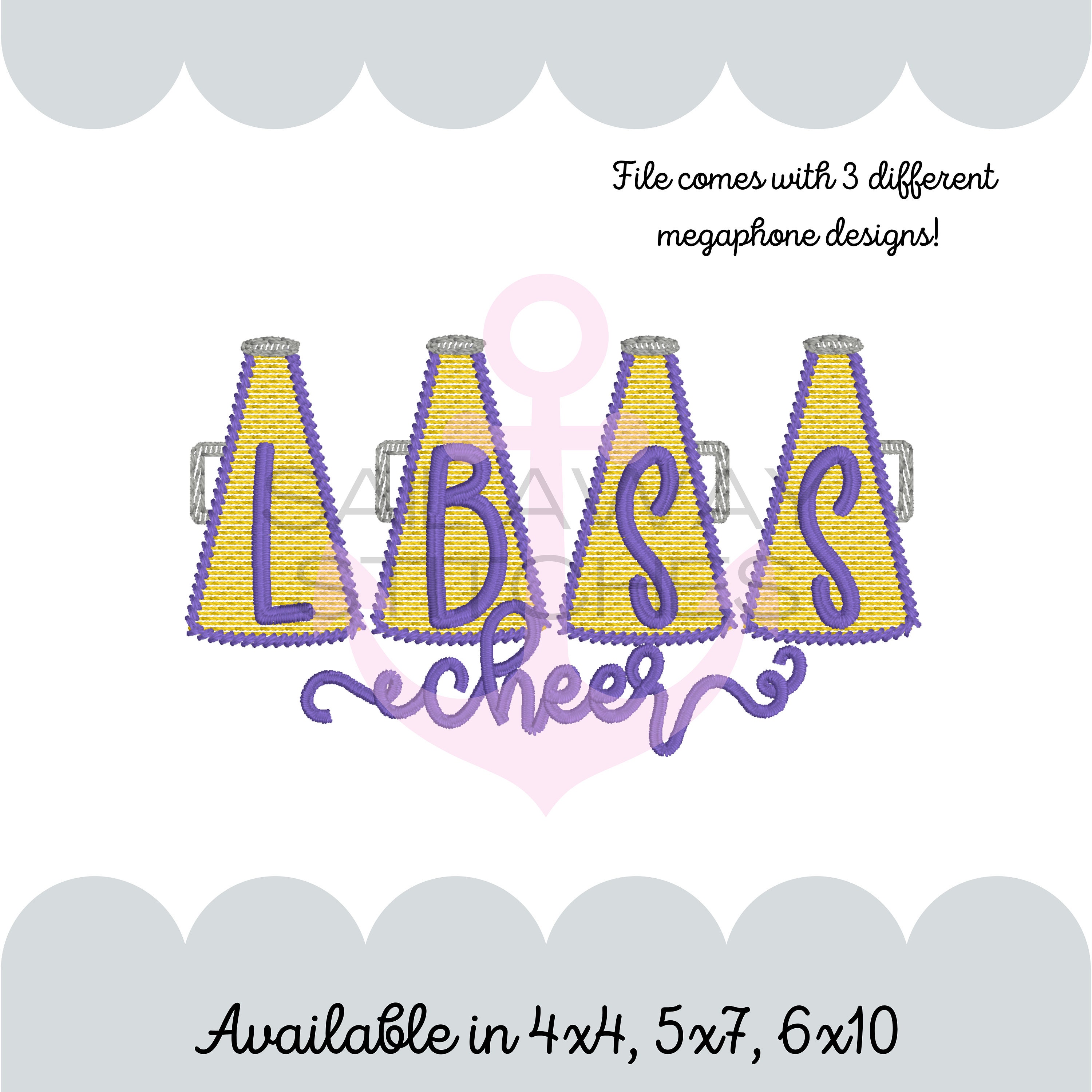 Super Spirit Cheer Megaphone Sketch Stitch Design (3, 4, and 5 ...