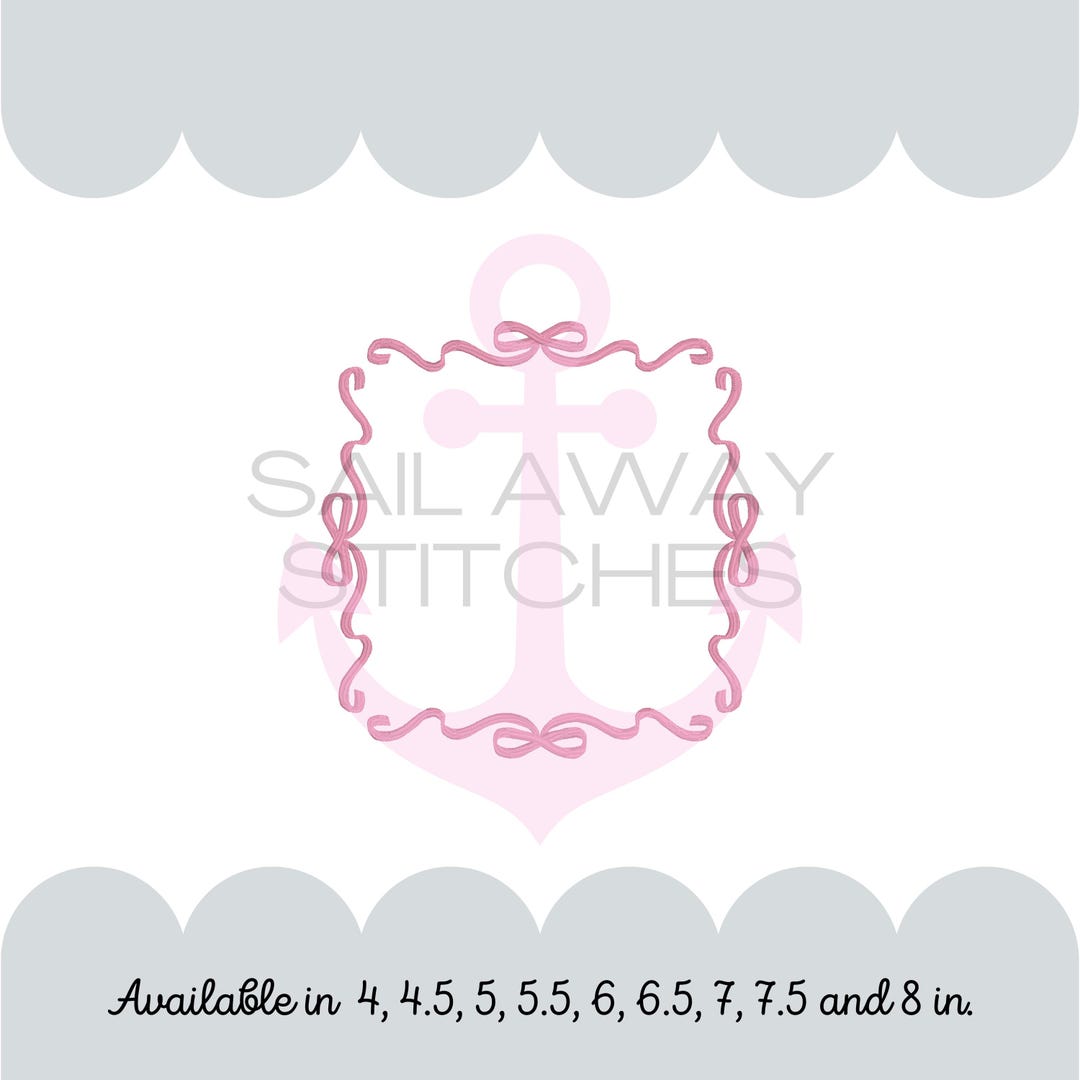 Dainty Ribbon Bow Monogram Frame Machine Embroidery - Etsy