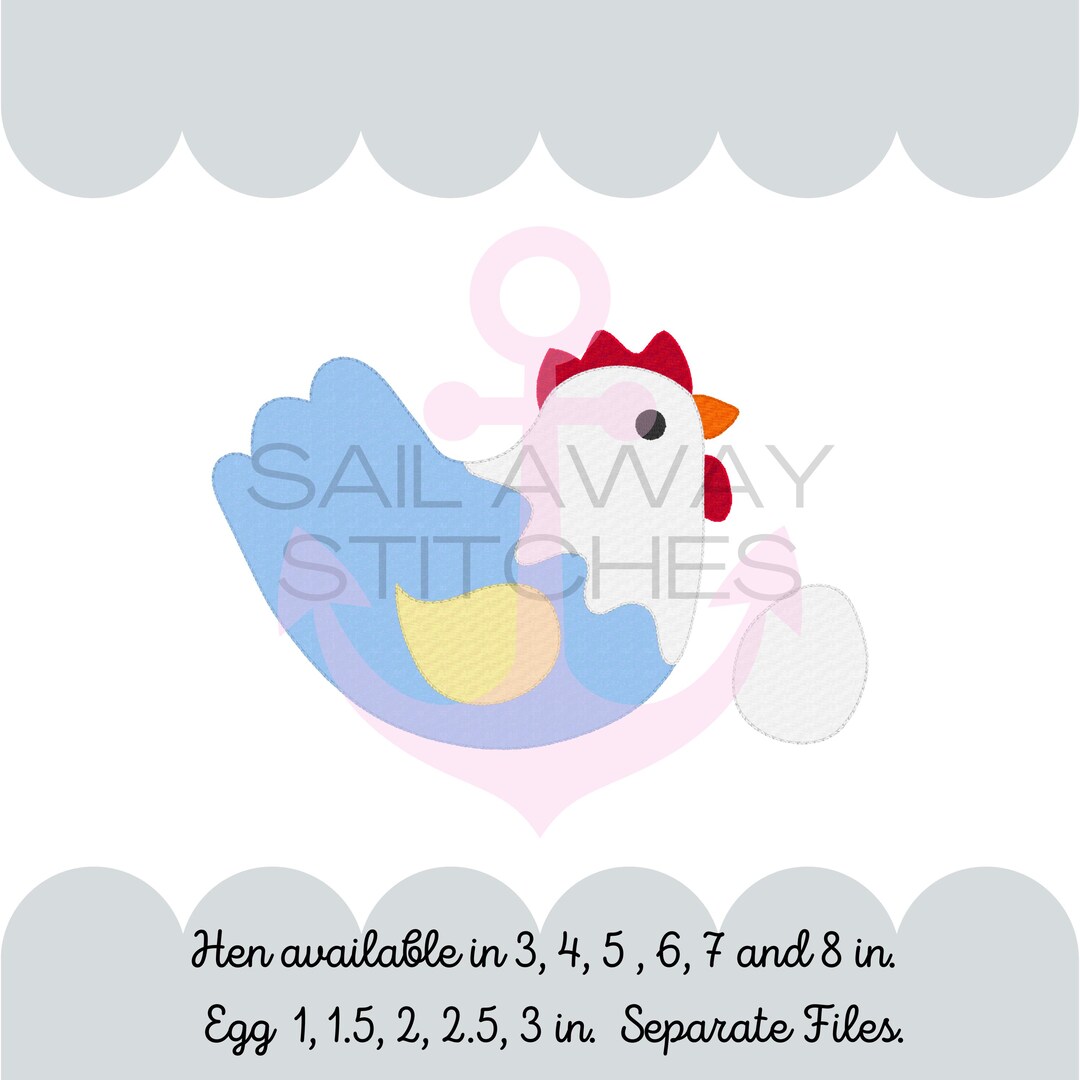 Hen and Egg Applique Machine Embroidery (2 Separate Files) - Etsy