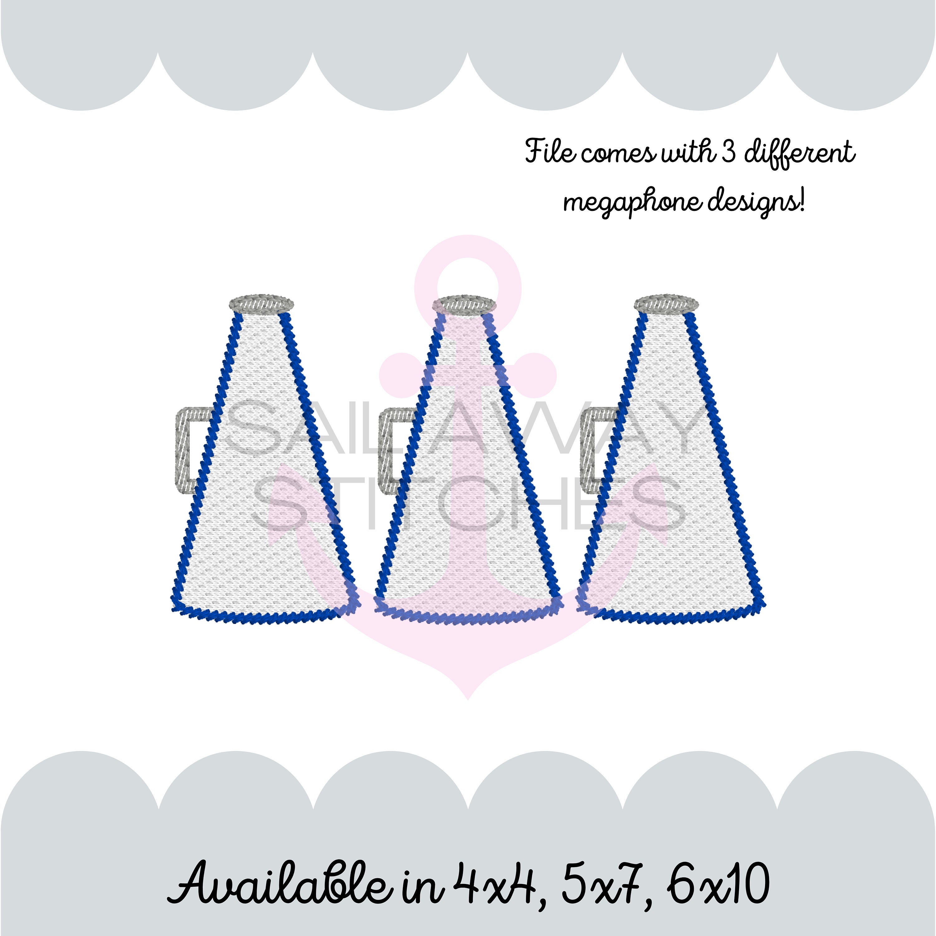 Super Spirit Cheer Megaphone Sketch Stitch Design (3, 4, and 5 ...