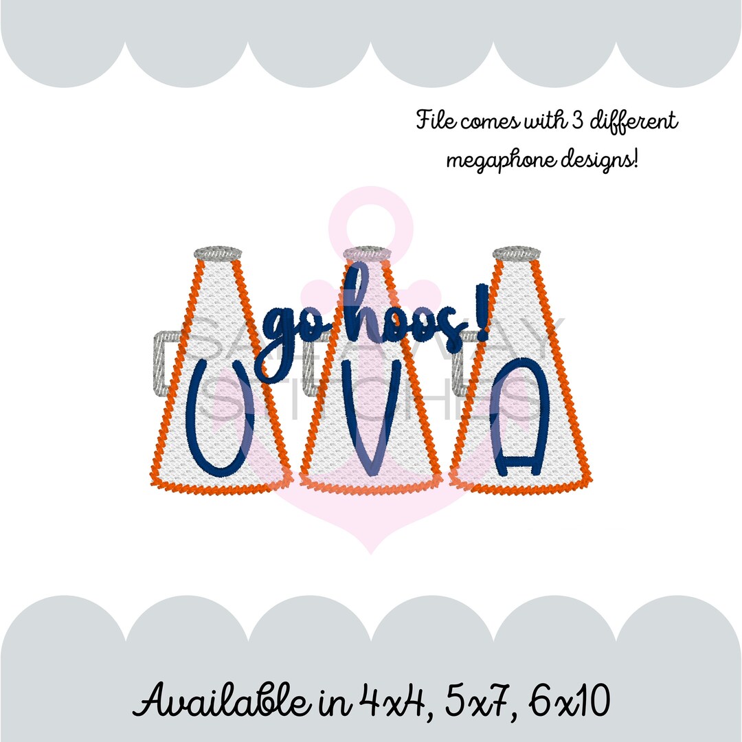 Super Spirit Cheer Megaphone Sketch Stitch Design (3, 4, and 5 ...
